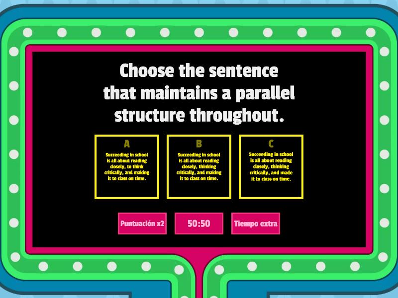 Parallel structure - Gameshow quiz