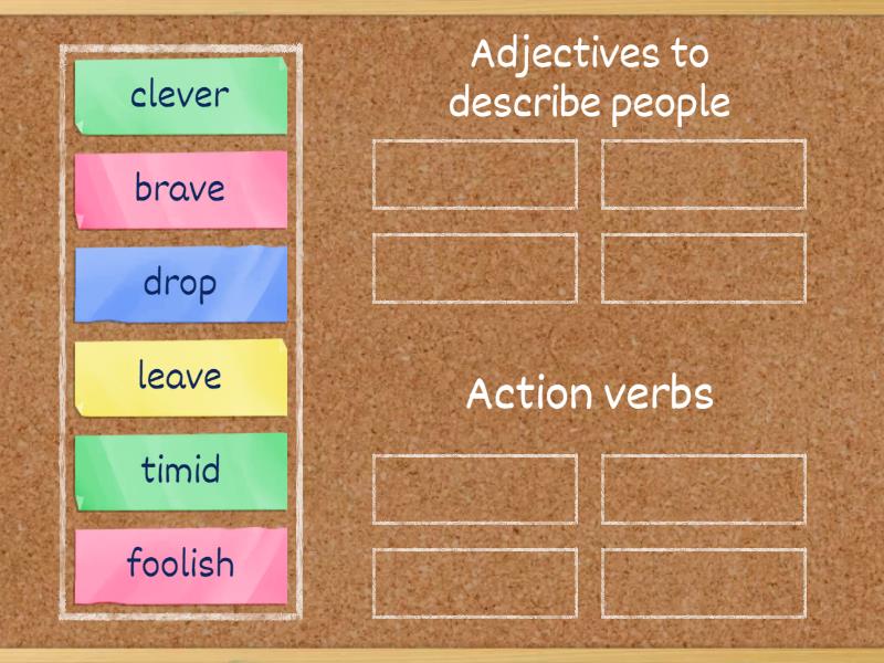 Ch4 Adjectives to desctibe people and Action verbs - Group sort