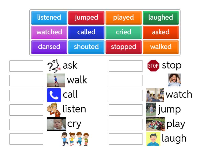Match the present and past tense of each verb. - Match up