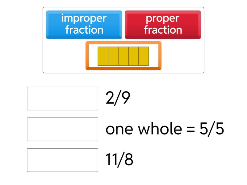 proper / improper fractions - Match up