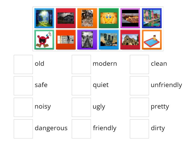 Adjectives to describe places - Match up