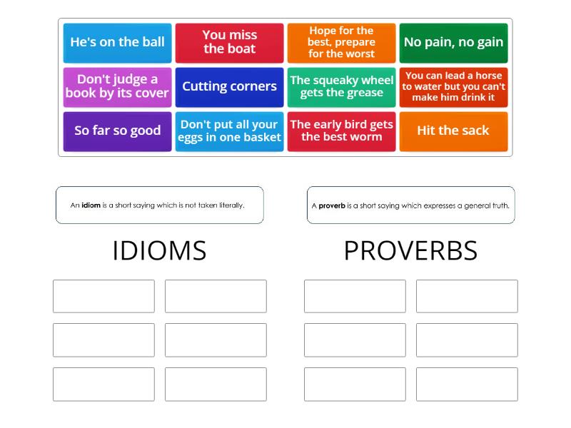 PROVERBS VS IDIOMS - Group sort